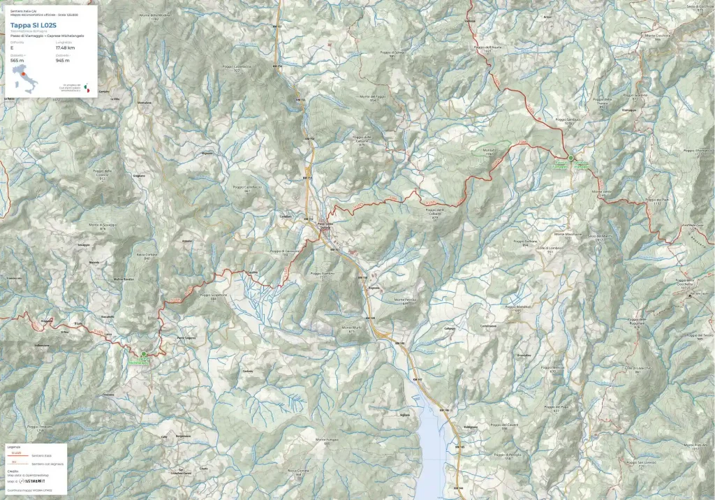 Tappa SI L02S - Da Passo di Viamaggio a Caprese Michelangelo - Mappa ...